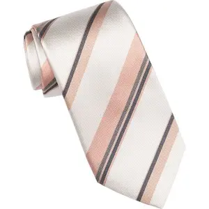 ELIZABETTA Elizabetta Taormina Striped Jacquard Neck Tie Blush And Pale Grey